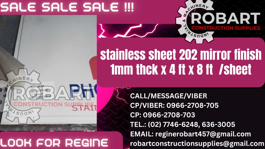 stainless sheet 202 mirror finish 1mm thck x 4 ft x 8 ft /sheet ...