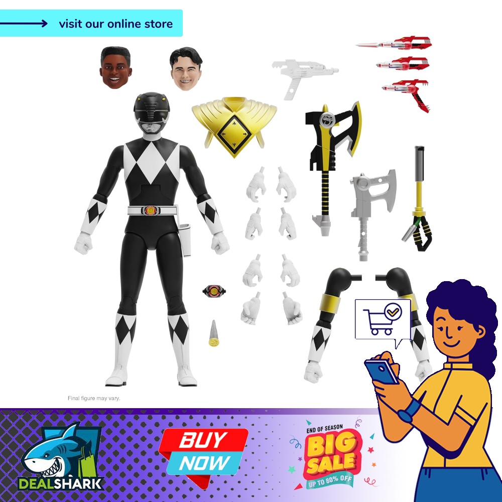 Super7 Mighty Morphin Power Rangers ULTIMATES! Wave 3- Black Ranger ...