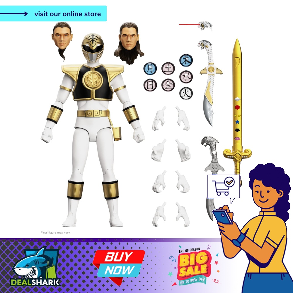 Super7 ULTIMATES! Mighty Morphin Power Rangers White Ranger - 7" Power ...