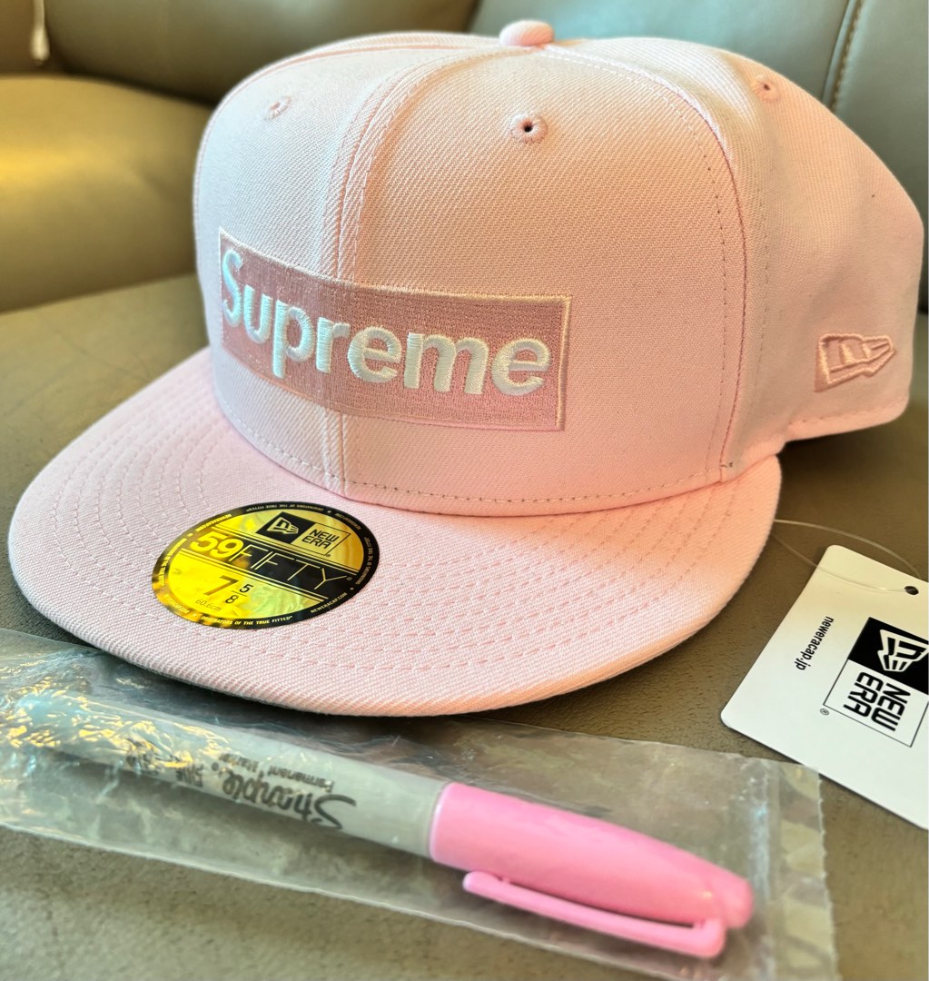 Supreme Sharpie Box Logo New Era Fitted Cap, 男裝, 手錶及配件, 棒球帽、帽 - Carousell
