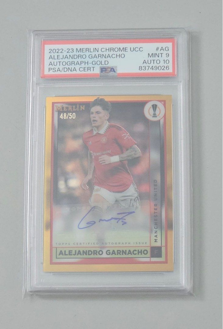 2022-23 Merlin Chrome UCC Alejandro Garnacho PSA 9 Autograph-Gold PSA ...