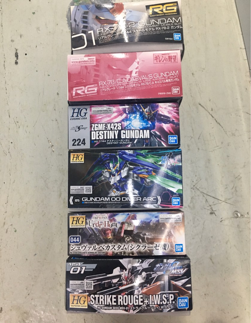 全新 bandai 高達 模型 HG RG 非MG EG, 興趣及遊戲, 玩具 & 遊戲類 - Carousell