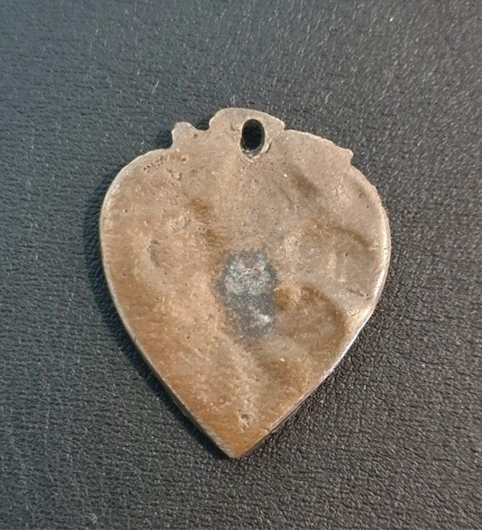 Ancient Cast Coin of LP Ngern, Bodhi Leaf Heart-Shaped Wat Bang Khlan ...