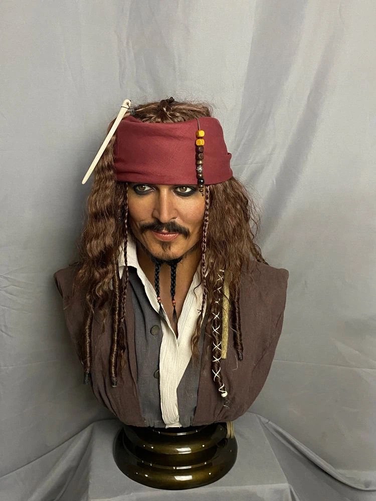 Captain Jack Sparrow Silicone Bust Wax Statue Pirates of the Carribean ...