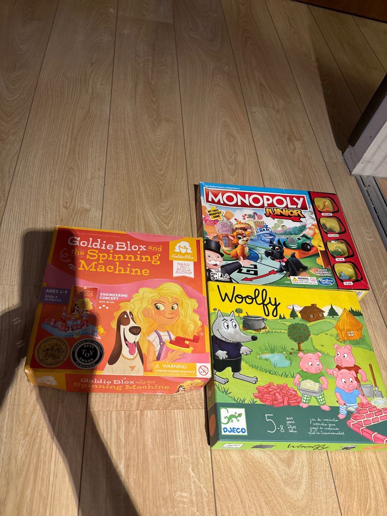 Children board games: Woolfy/ junior monopoly / Goldie bloc and the ...
