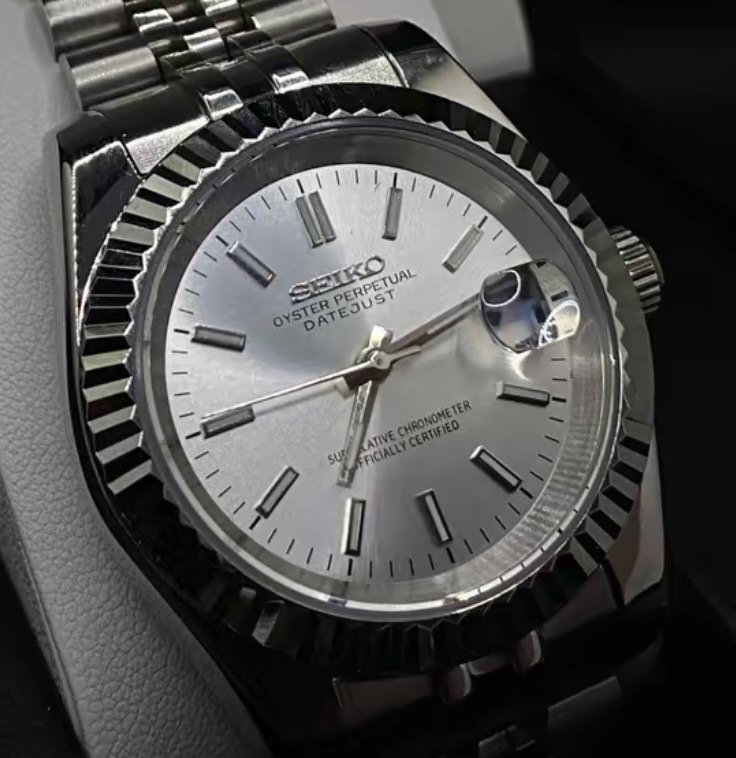 [CUSTOMISABLE] Seiko datejust silver mod watch jubilee waterproof ...