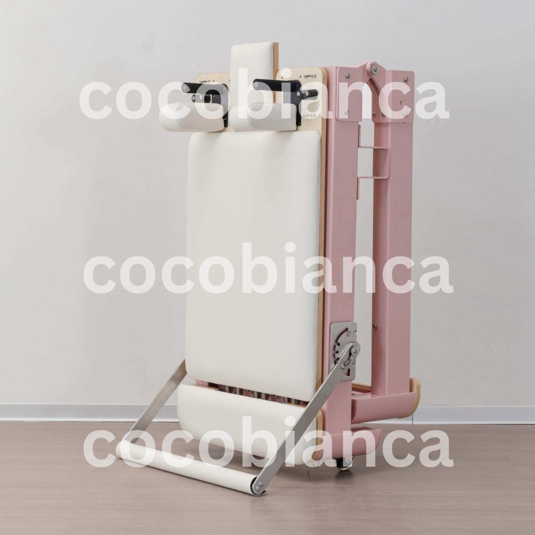 Foldable Pilates Reformer Machine Heavy Duty Pink and White Color ...