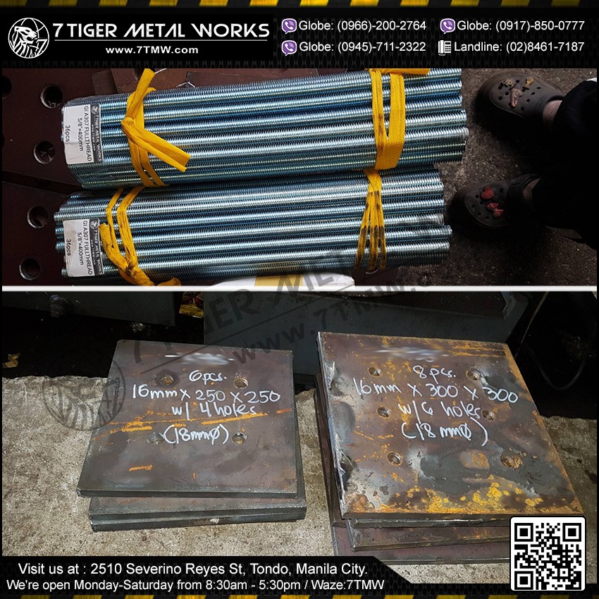 Full Thread Anchor Bolt Set and Square Plate 16mm THK, Commercial ...