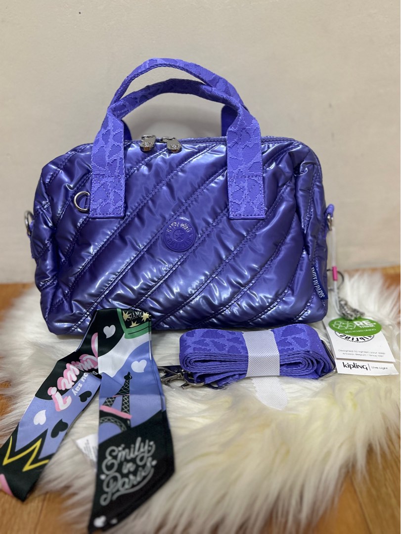 Kipling X Emily in Paris Bina M (Glossy Lilac), Women's Fashion, Bags ...