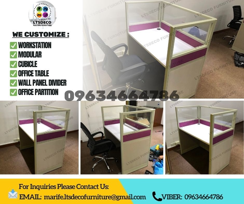 MODULAR TABLE WITH GLASS OFFICE PARTITION FURNITURE, Furniture & Home ...