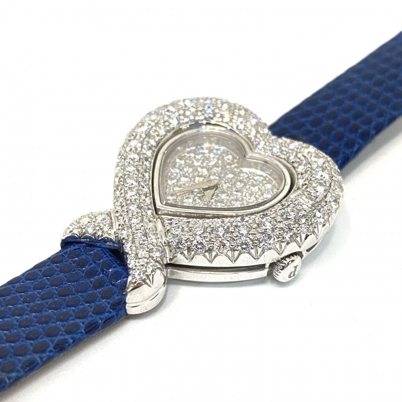 Piaget Heart Diamond 18k White Gold in Navy Blue Lizard Skin Quartz ...