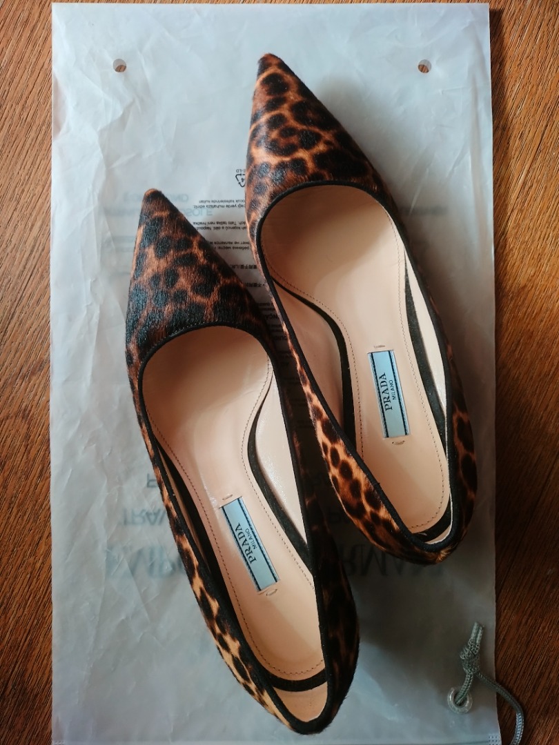 Prada Leopard Print Calf Fur Kitten Heels, Women's Fashion, Footwear, Heels on Carousell