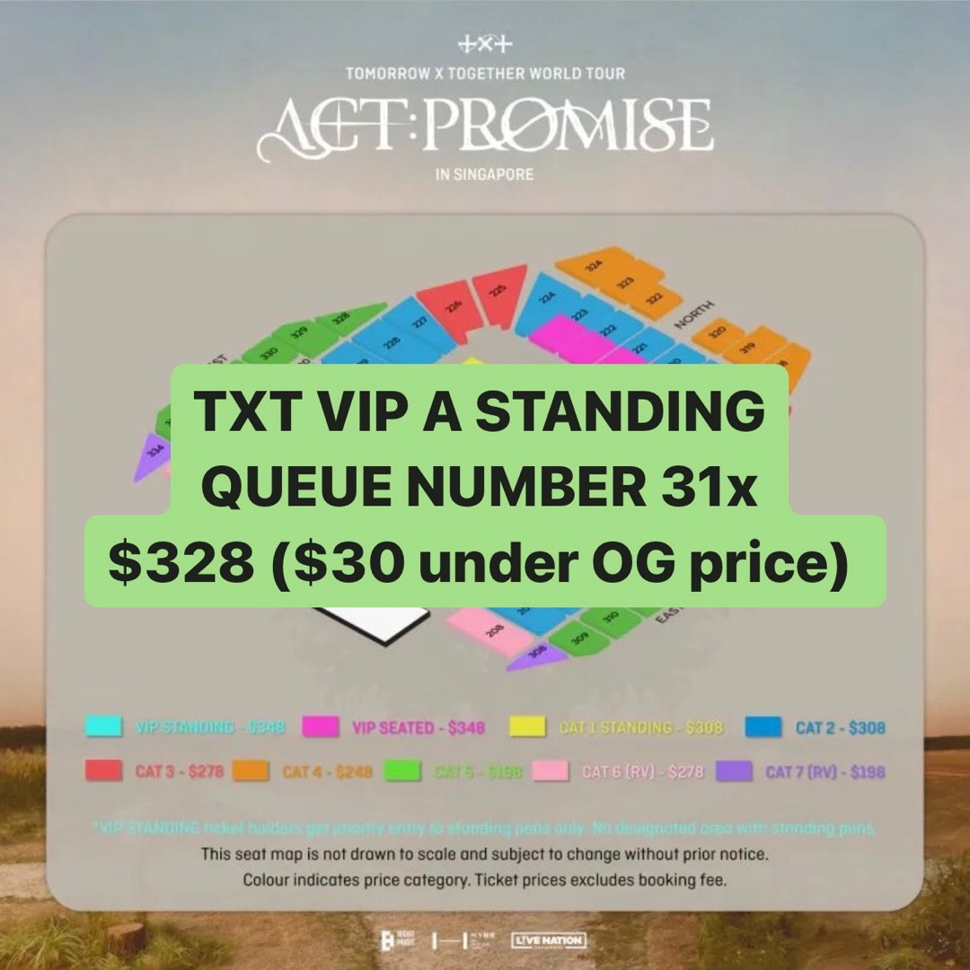 (UNDER RTP) TXT VIP STANDING CONCERT TICKETS TOMORROW X TOGETHER WORLD ...