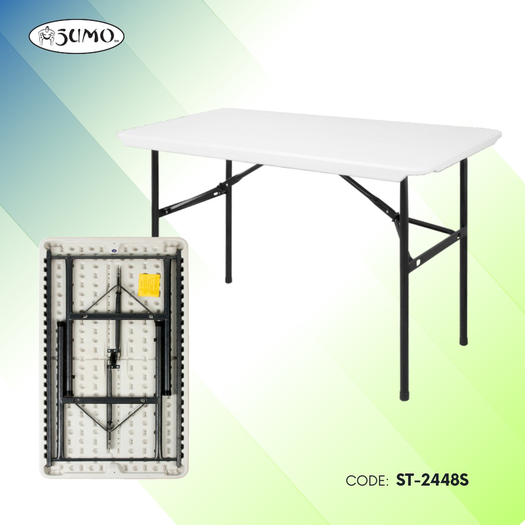 Sumo ST-2448S Rectangular Solid Top Folding Plastic Table, Home ...