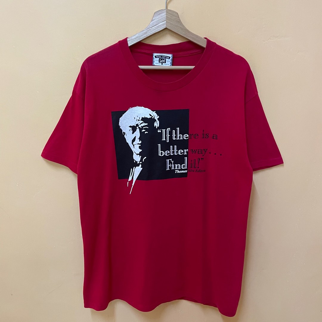 Vintage Thomas Edison quotes t shirt L, Men's Fashion, Tops & Sets ...