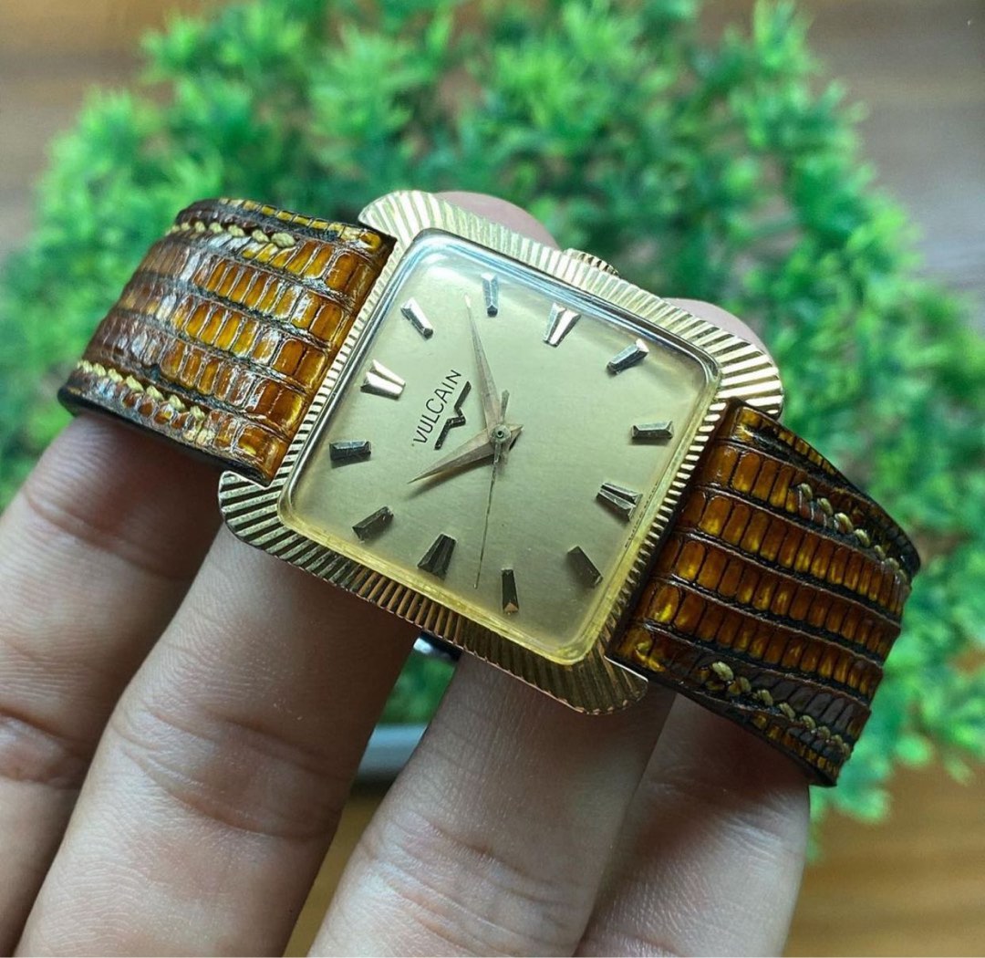 Vulcain Watch Vintage Gold Plated Automatic 28mm, Fesyen Pria, Jam ...