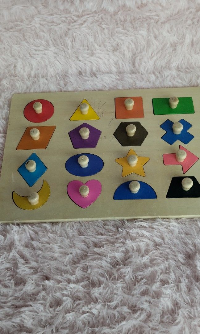 Wooden Shapes Peg Board, Hobbies & Toys, Toys & Games on Carousell