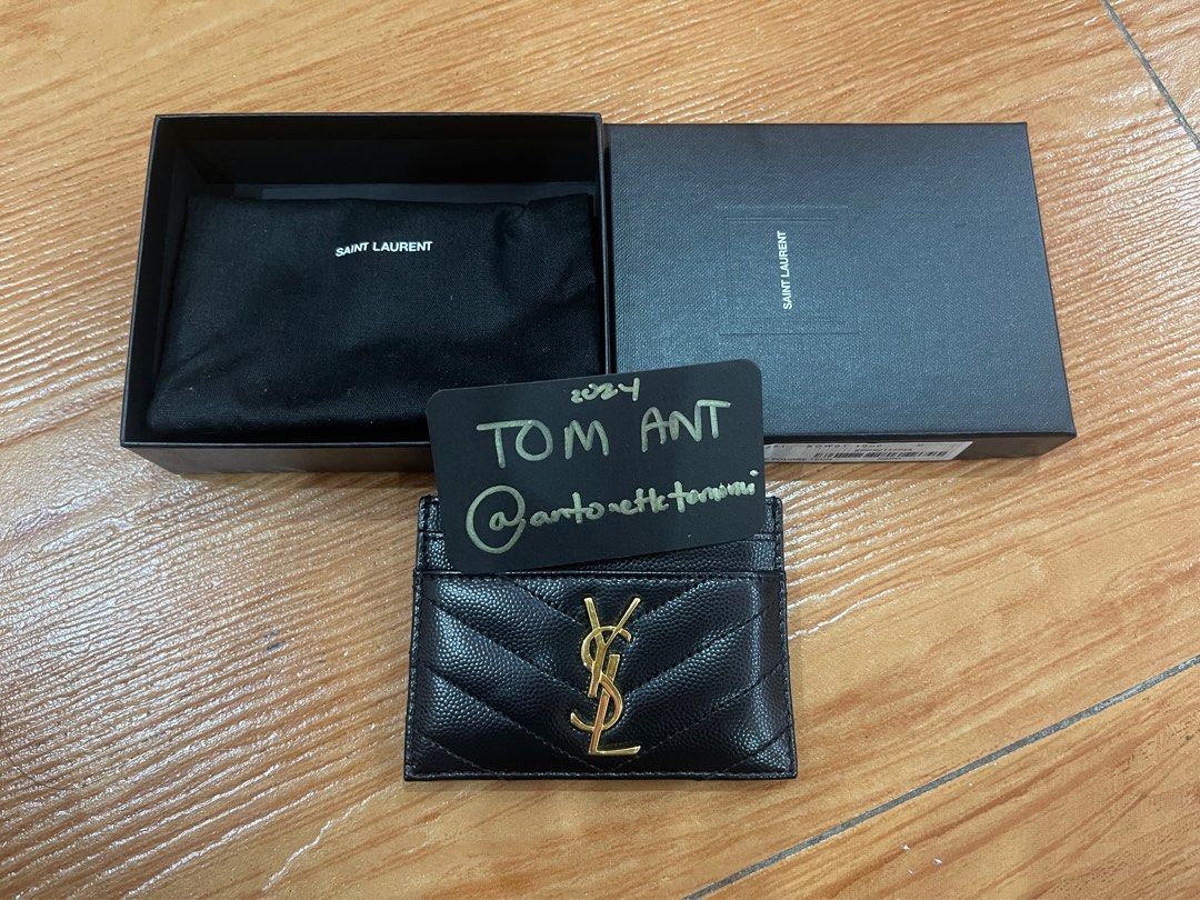 AUTHENTIC YSL saint laurent BLACK card holder with Receipt, Luxury ...