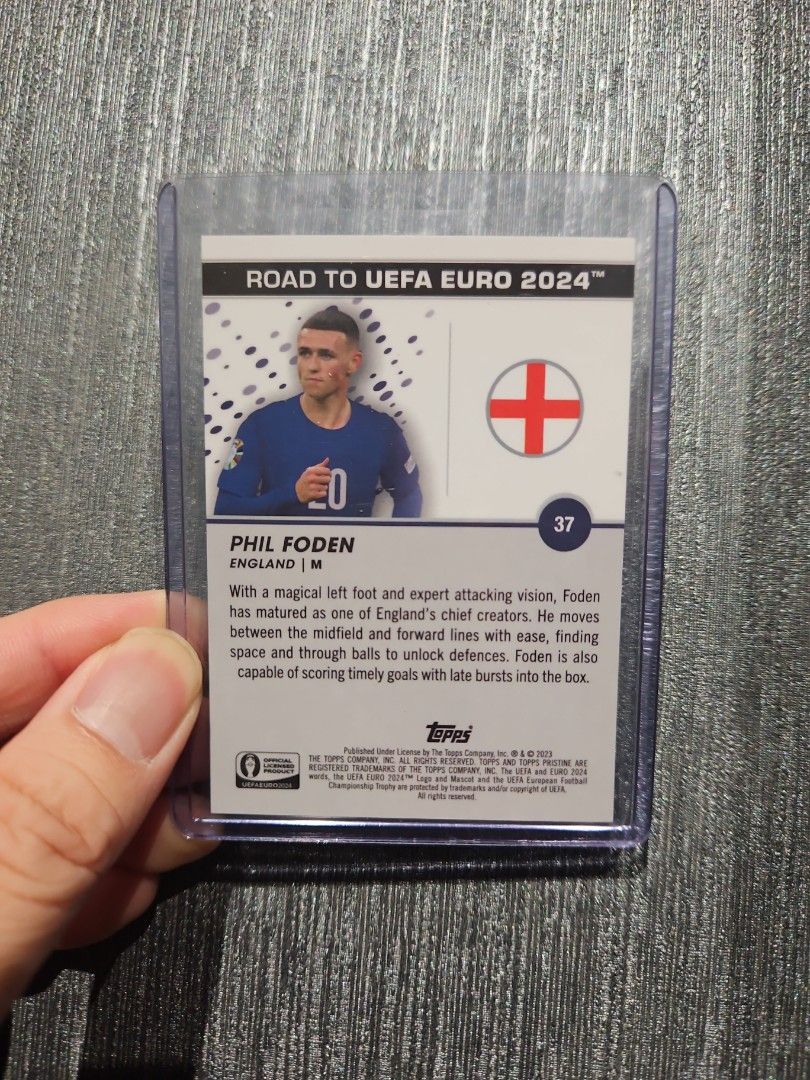 2023-24 Topps Pristine UEFA Euro Phil Foden England Purple Refractor 14 ...