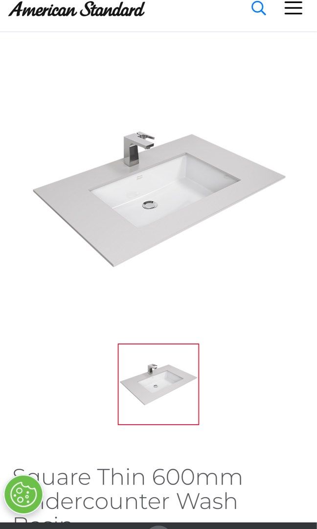 American Standard 600mm Undermount Sink - Flexio Thin Touch Square ...