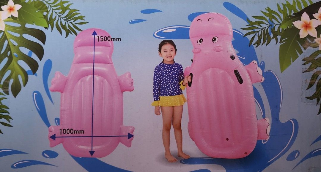 [BNIB] Brand New Inflatable Pool float play raft pink hippo ride-on ...