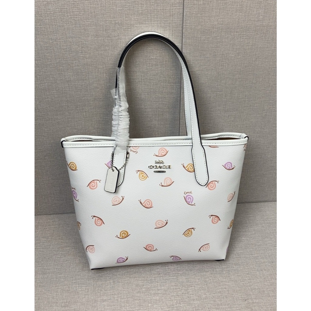Coach Small City Tote With Snail Print (Women Shoulder Bag), Women's ...