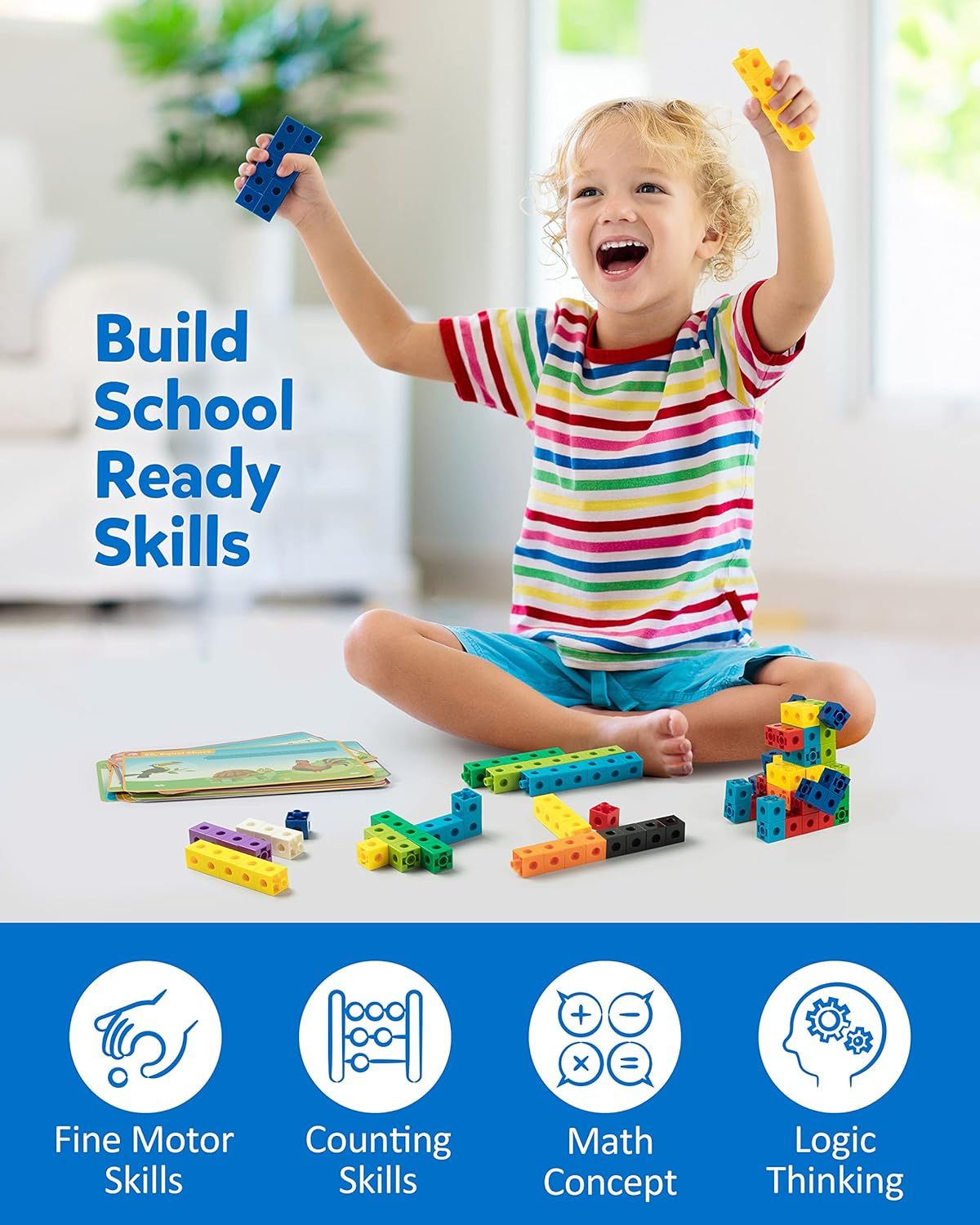 Coogam Mathlink Cubes Numberblock Toy, Manipulatives Number Counting ...