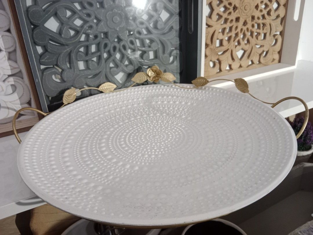 Dulang bunga/ Tray With Relief Design, Furniture & Home Living, Home ...