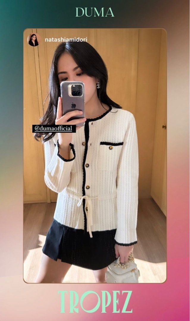 Duma Official Mariza Cardigan Cream, Fesyen Wanita, Pakaian Wanita, Atasan di Carousell