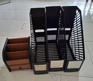 Simple File Organiser Desktop 3 Grid Book Stand Plastic Office File ...