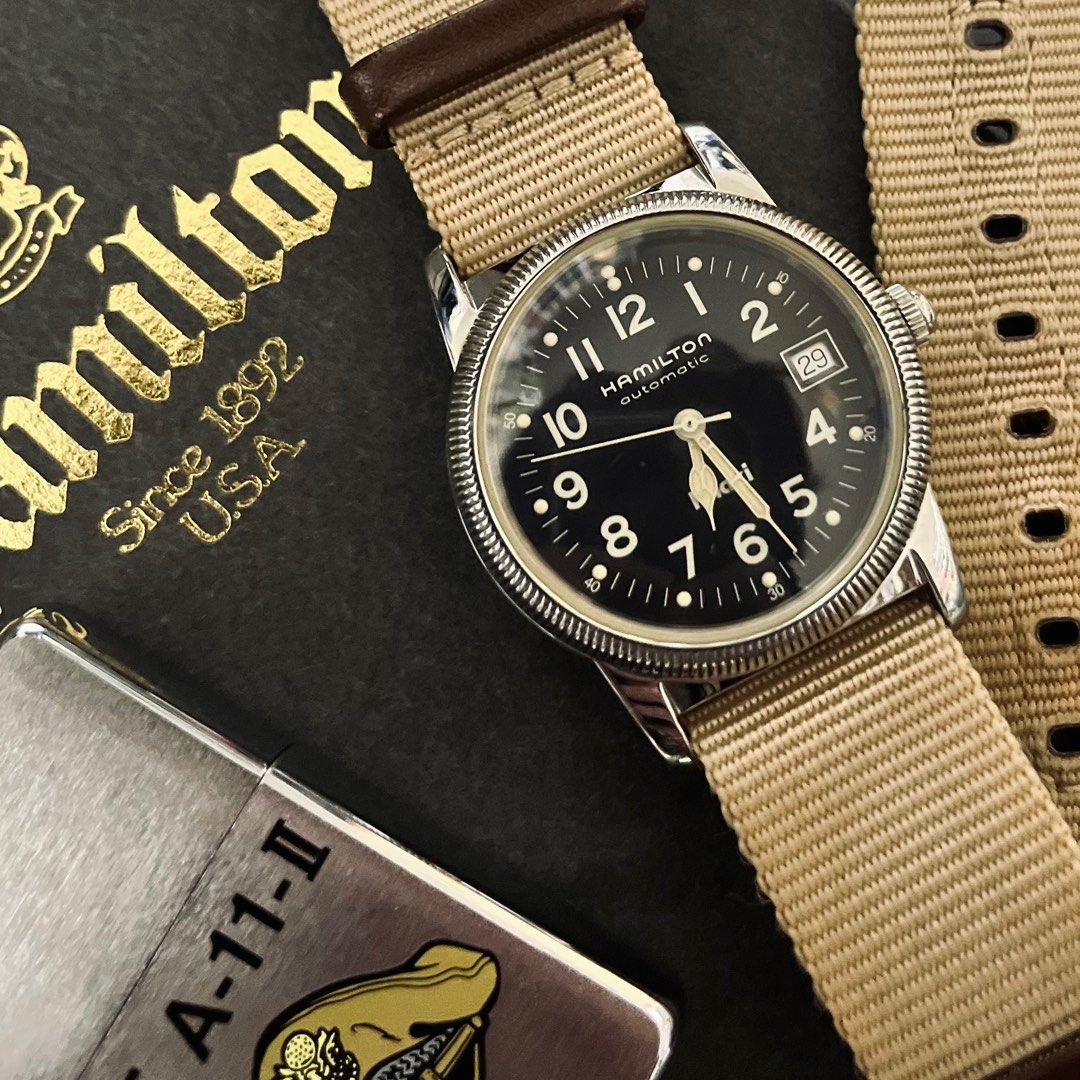 極稀有Hamilton 聯名zippo二戰軍錶 type a11美國陸軍航空隊專屬, 名牌精品, 精品手錶在旋轉拍賣