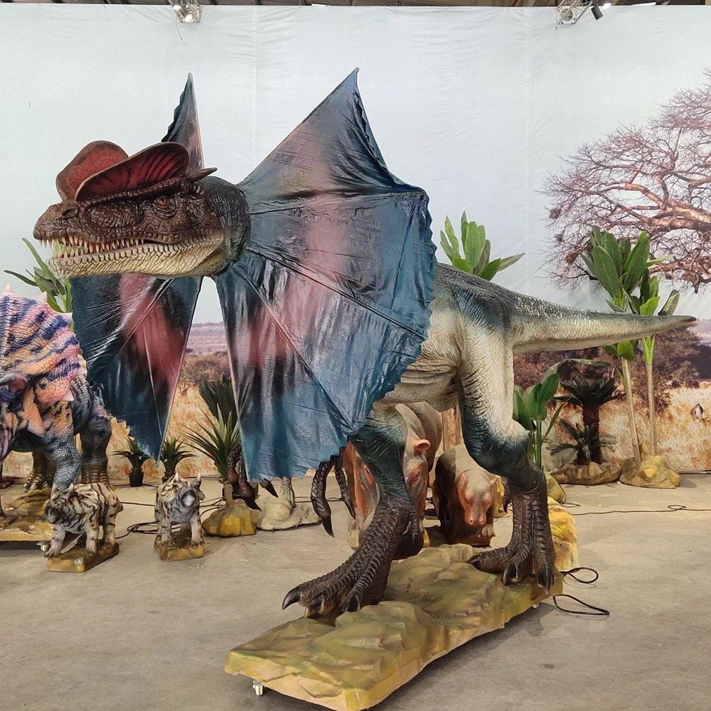 1M-50M Length Animatronic Dilophosaurus Life Size Dinosaur Jurassic ...