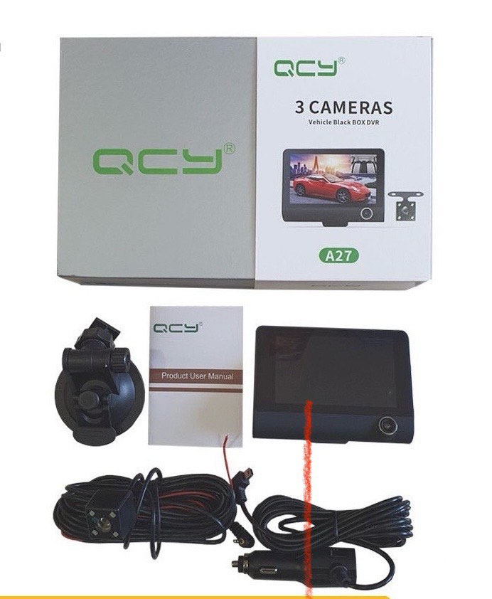 QCY A27 PRO 4.0 Inch Dashcam 3 Lens With Infrared IIndoor and Rear ...