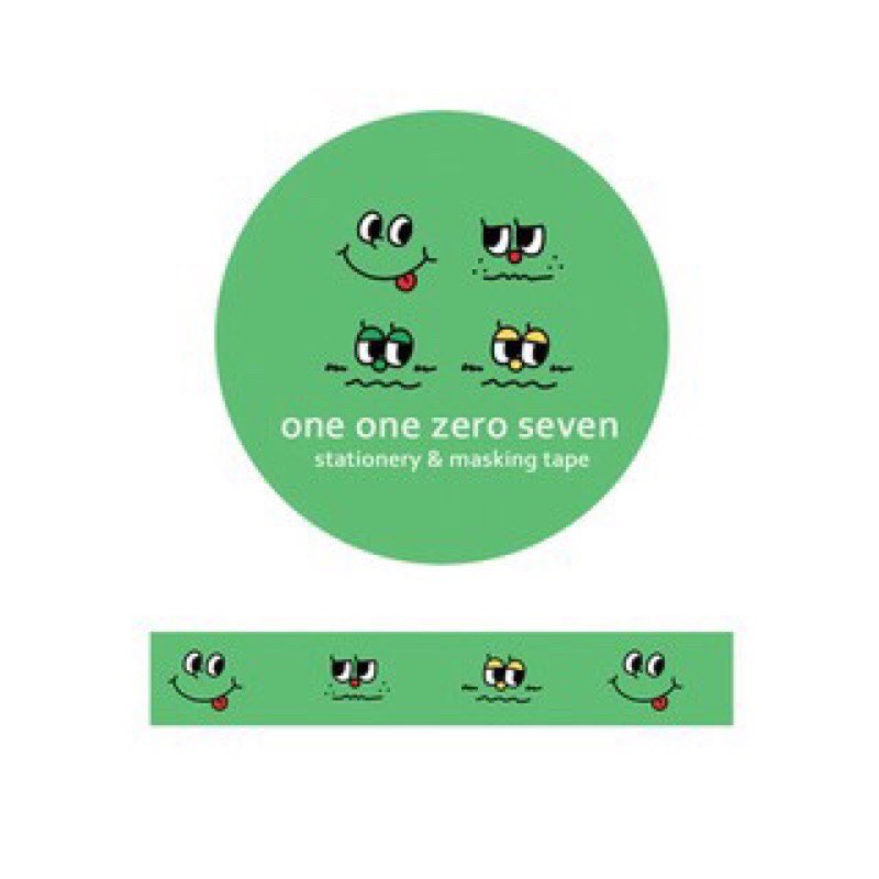 shop1107 ONE ONE ZERO SEVEN 일일공칠 紙膠帶 綠底表情 全新, 書籍、休閒與玩具, 文具、藝術、手工藝, 文具 ...
