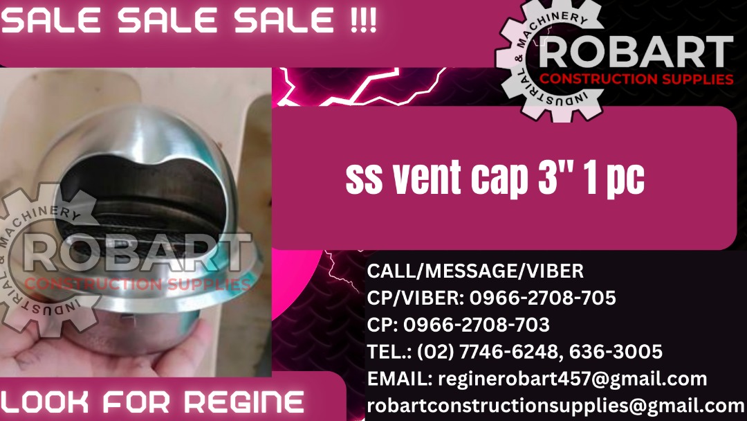 ss vent cap 3'' 1 pc, Commercial & Industrial, Construction Tools ...