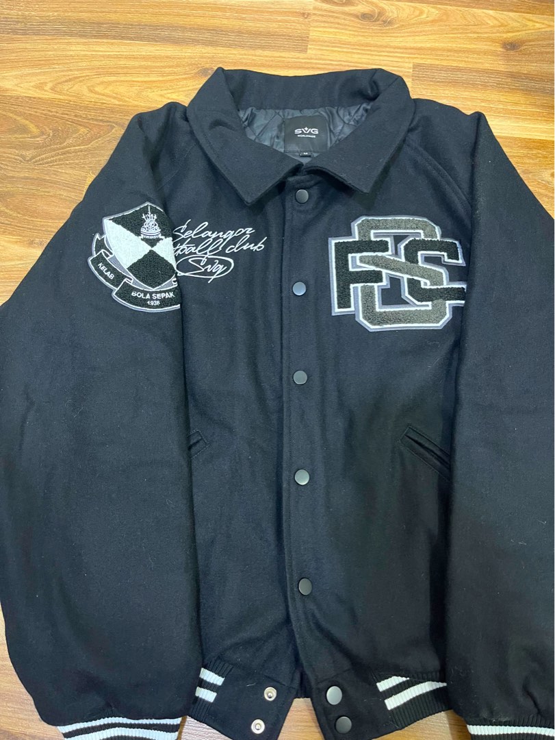 SVG X SFC VARSITY BLACK, Men's Fashion, Coats, Jackets and Outerwear on ...