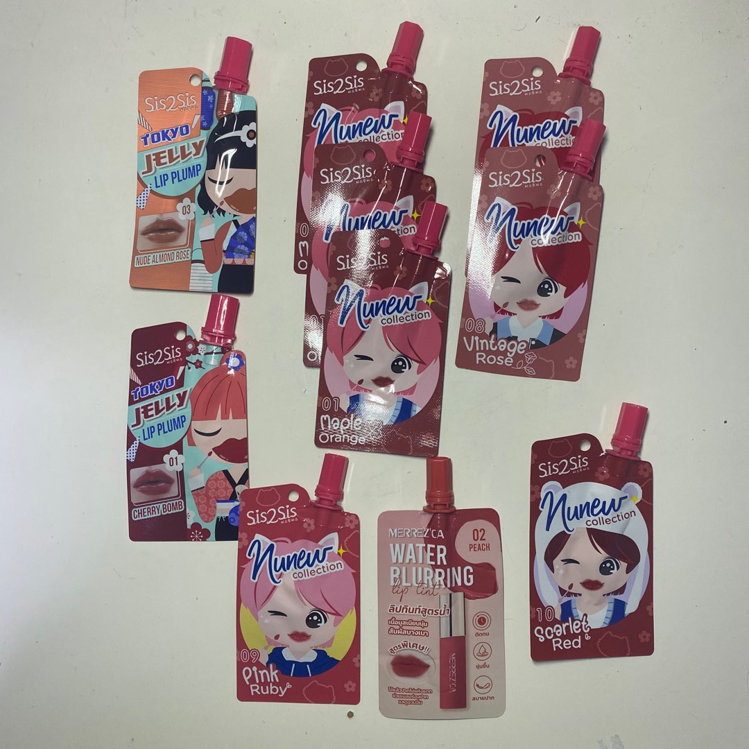 Thailand Bangkok Lipstick Sachet Liquid Matte/Velvet Lip Plump Red ...