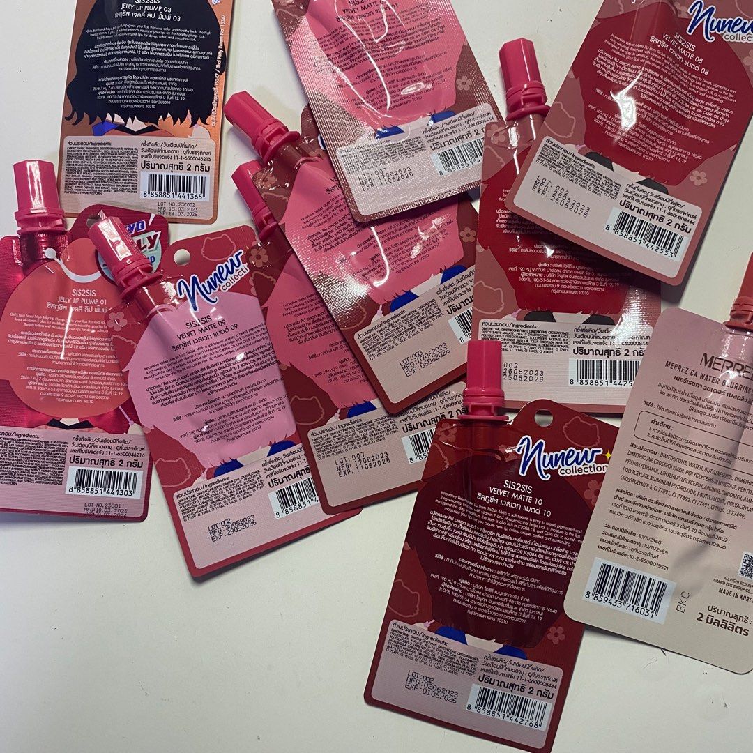 Thailand Bangkok Lipstick Sachet Liquid Matte/Velvet Lip Plump Red ...