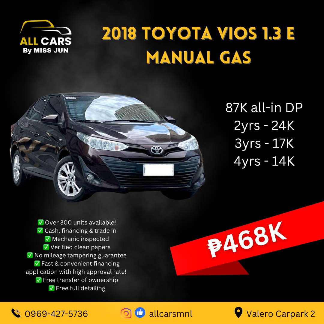 Toyota Vios 1.3 E Manual, Cars for Sale, Used Cars on Carousell