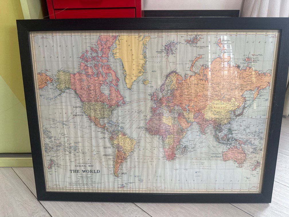 world map, Furniture & Home Living, Home Decor, Frames & Pictures on ...