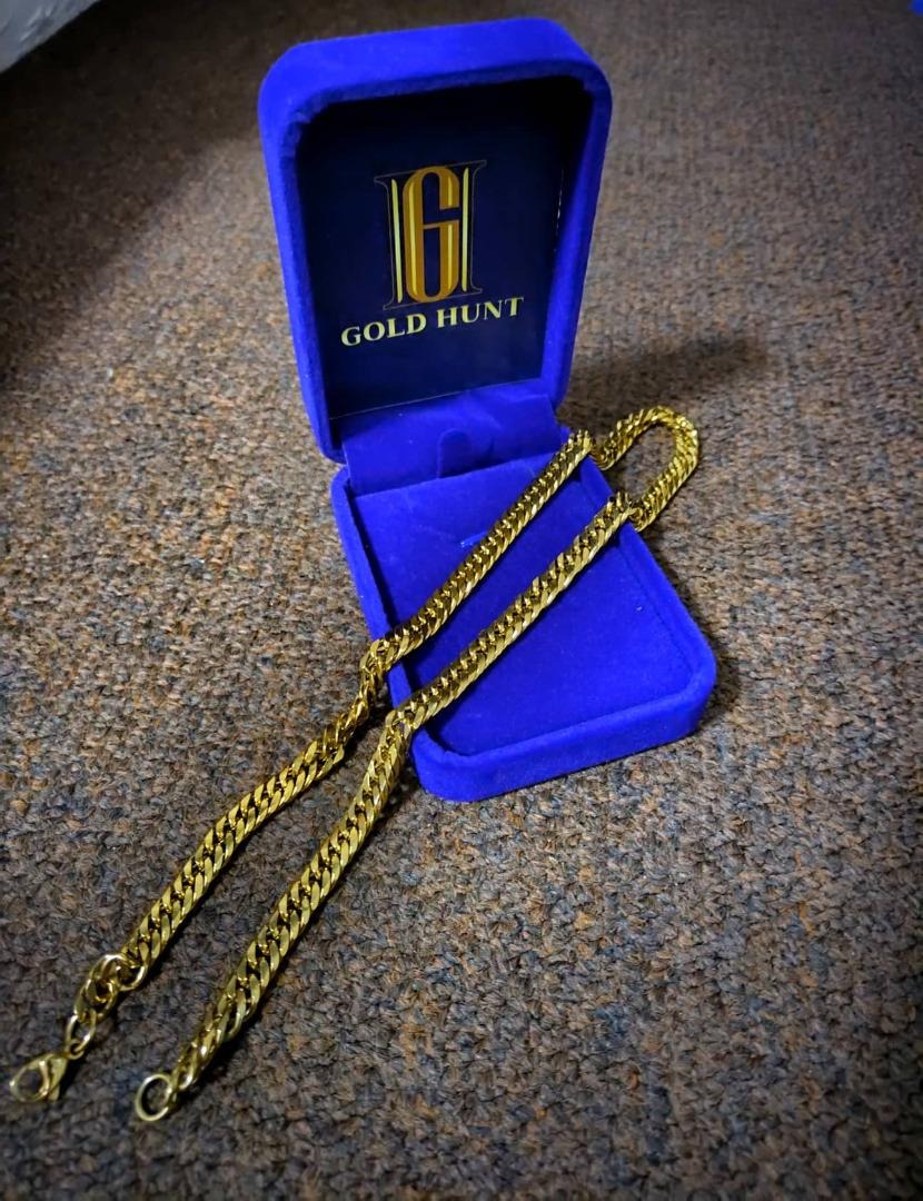 6MM GOLD HUNT CUBAN CHAIN 18K PVD GOLD PLATED, Men's Fashion, Watches ...