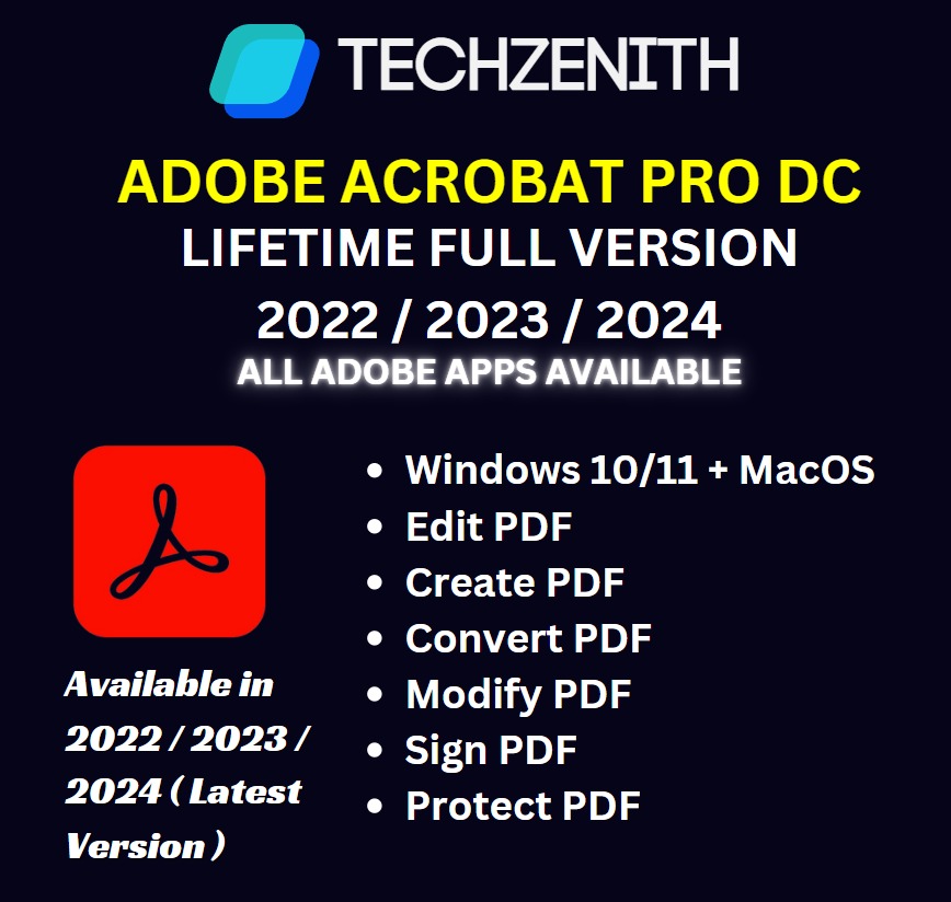 ⭐ Adobe Acrobat Pro DC PDF Editor E-Sign One Time Payment compatible ...