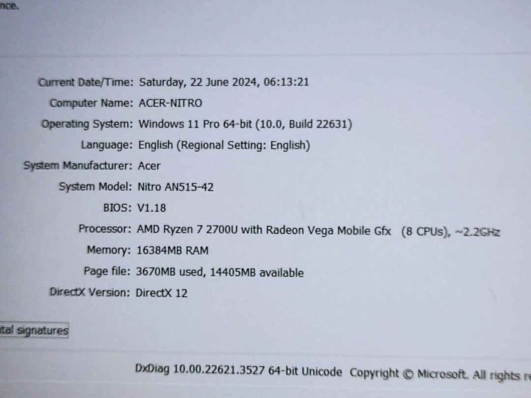 Acer Nitro 5 AMD Ryzen 7 RAM 16GB SSD+HDD Dual VGA Radeon Windows 11 ...
