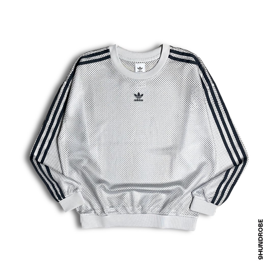 ADIDAS - Mesh Crew Center Logo Womens Long Sleeves, Women's Fashion ...