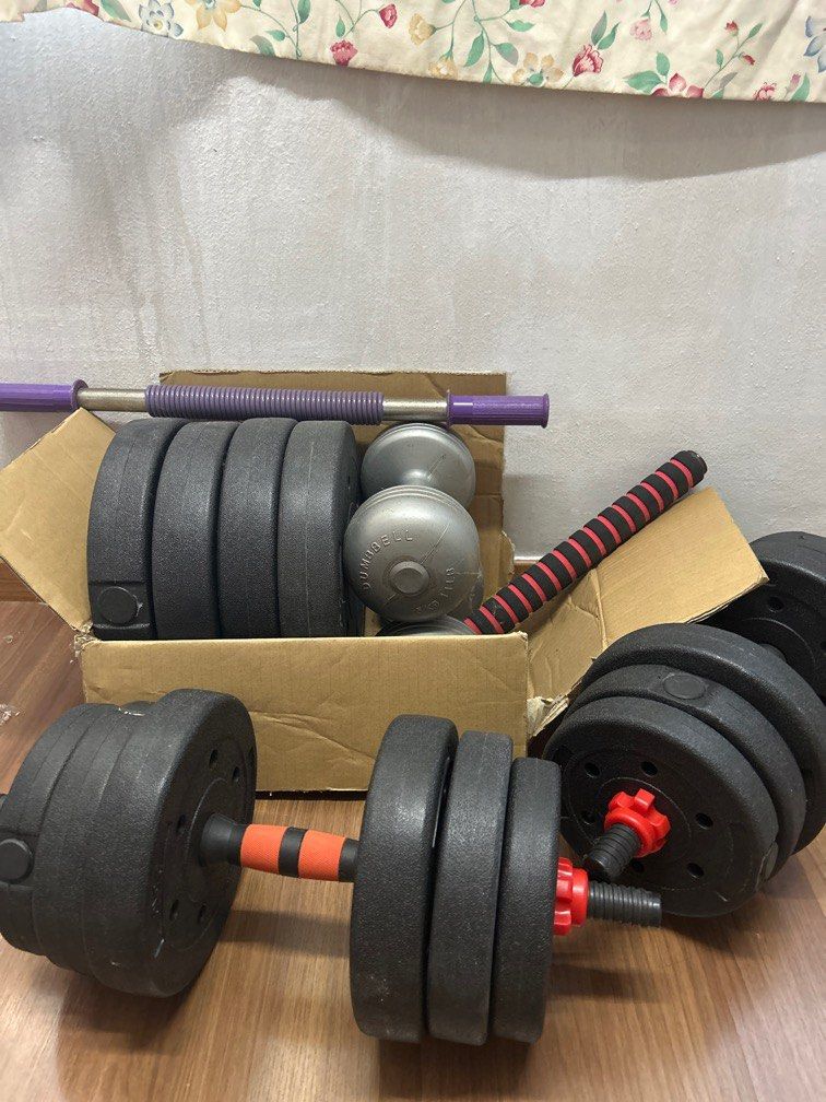 Adjustable Dumbbell Set 60KG, Sports Equipment, Exercise & Fitness ...