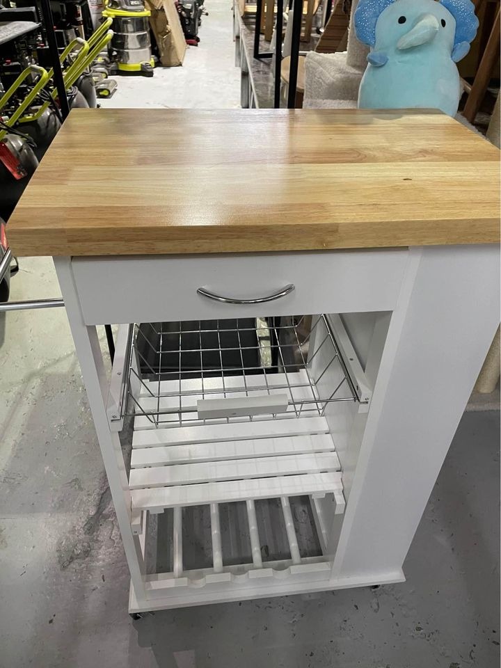 Anko WOODEN KITCHEN TROLLEY WHITE, Furniture & Home Living, Kitchenware ...