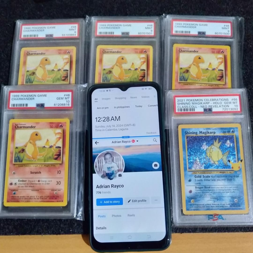Base set Charmander PSA9/PSA10, Celebration Shining Magikarp PSA 10 ...