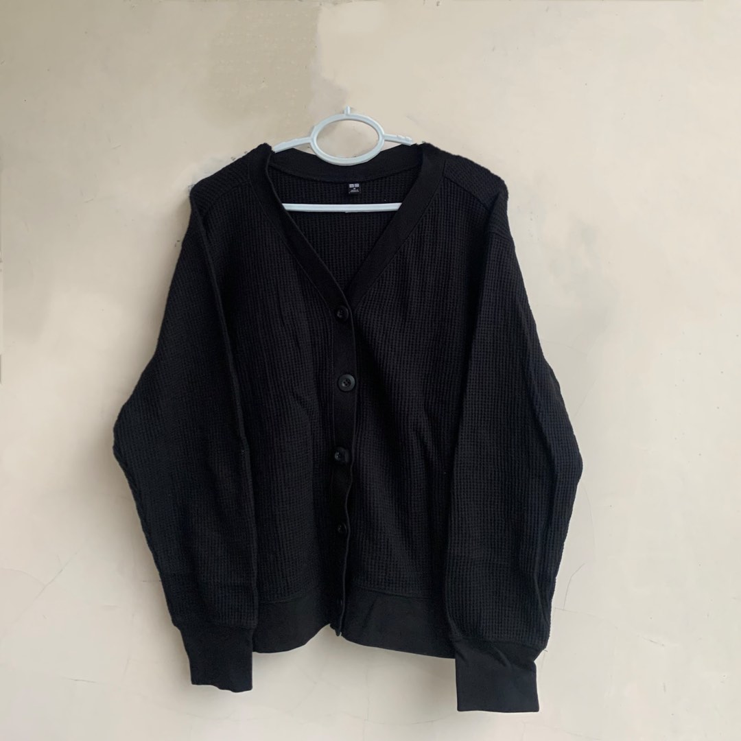 Cardigan Waffle Uniqlo Hitam Cardigan Uniqlo Hitam, Fesyen Wanita ...