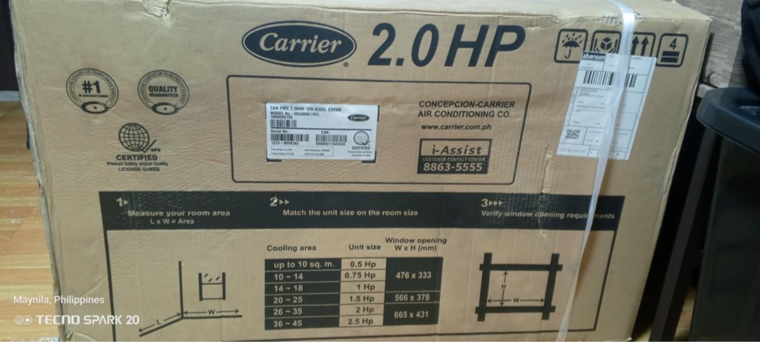 Carrier 2HP window type aircon, TV & Home Appliances, Air Conditioning ...