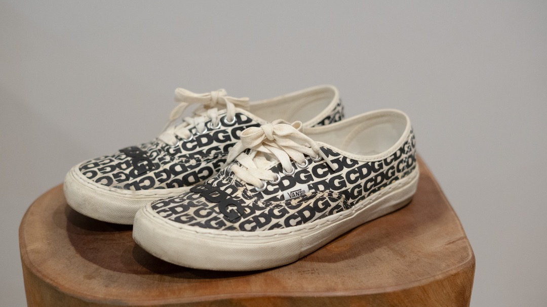 CDGx Vans OG Authentic LX 'CDG Print - Blanc De Blanc' (Curved Rubber ...